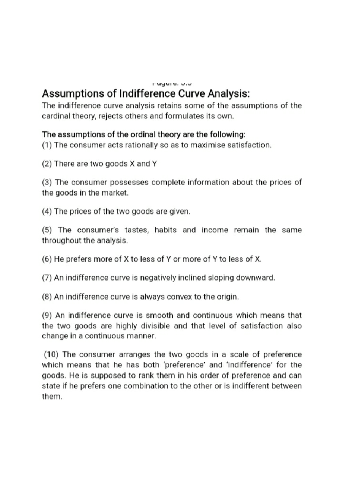 Assumption of indefference curve - BA Economics - Studocu