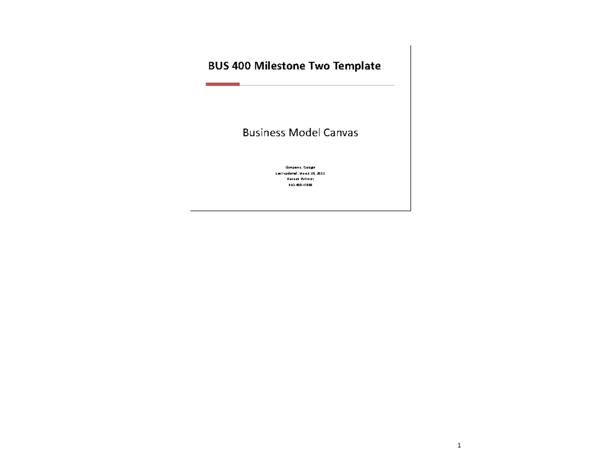 BUS 400 Milestone Two Template - BUS 400 Milestone Two Template ...