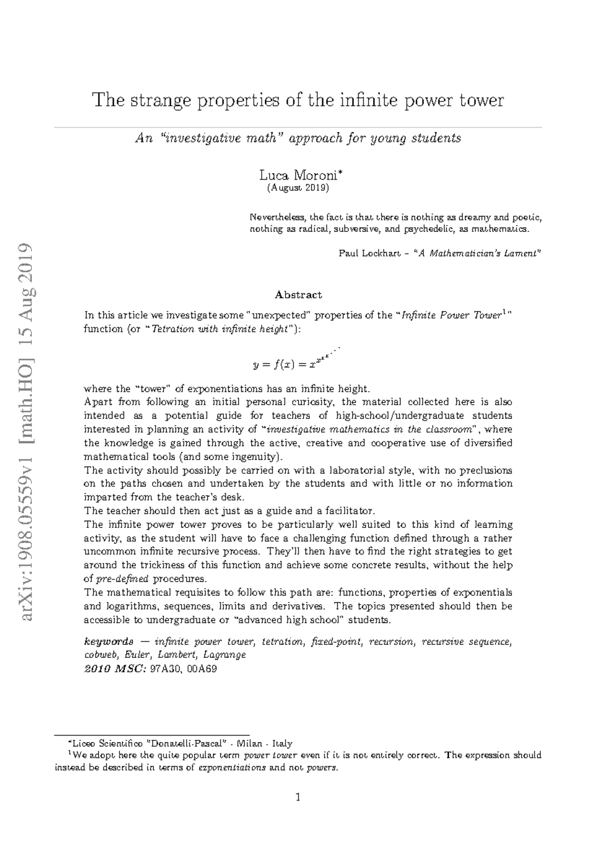 Potencia - POSIBLE - The strange properties of the infinite power tower ...