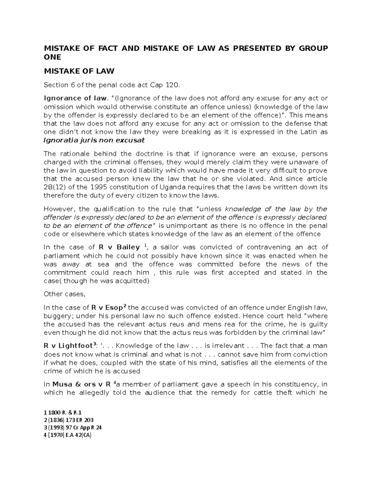 Mistake of fact and mistake of law - MISTAKE OF FACT AND MISTAKE OF LAW ...