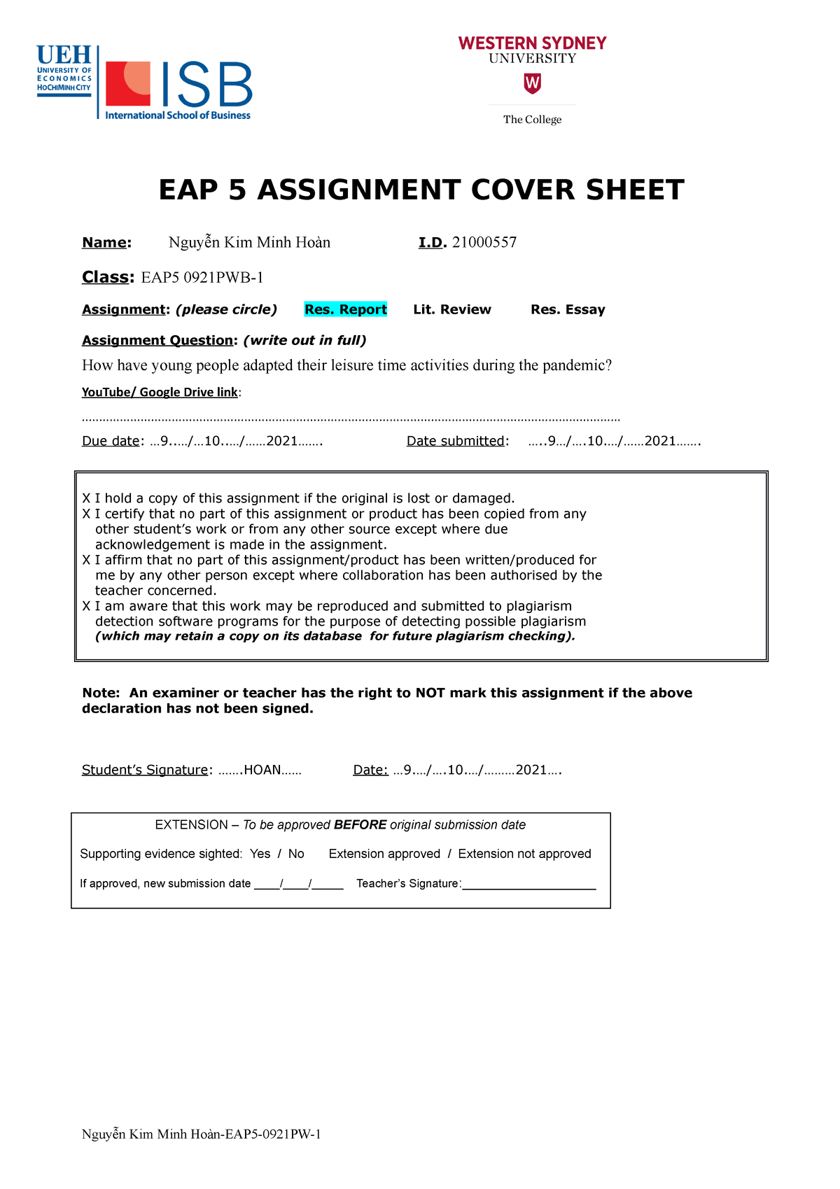 EAP5-0921PW-1- Research Report- Nguyenkimminhhoan-21000557 - EAP 5 ...