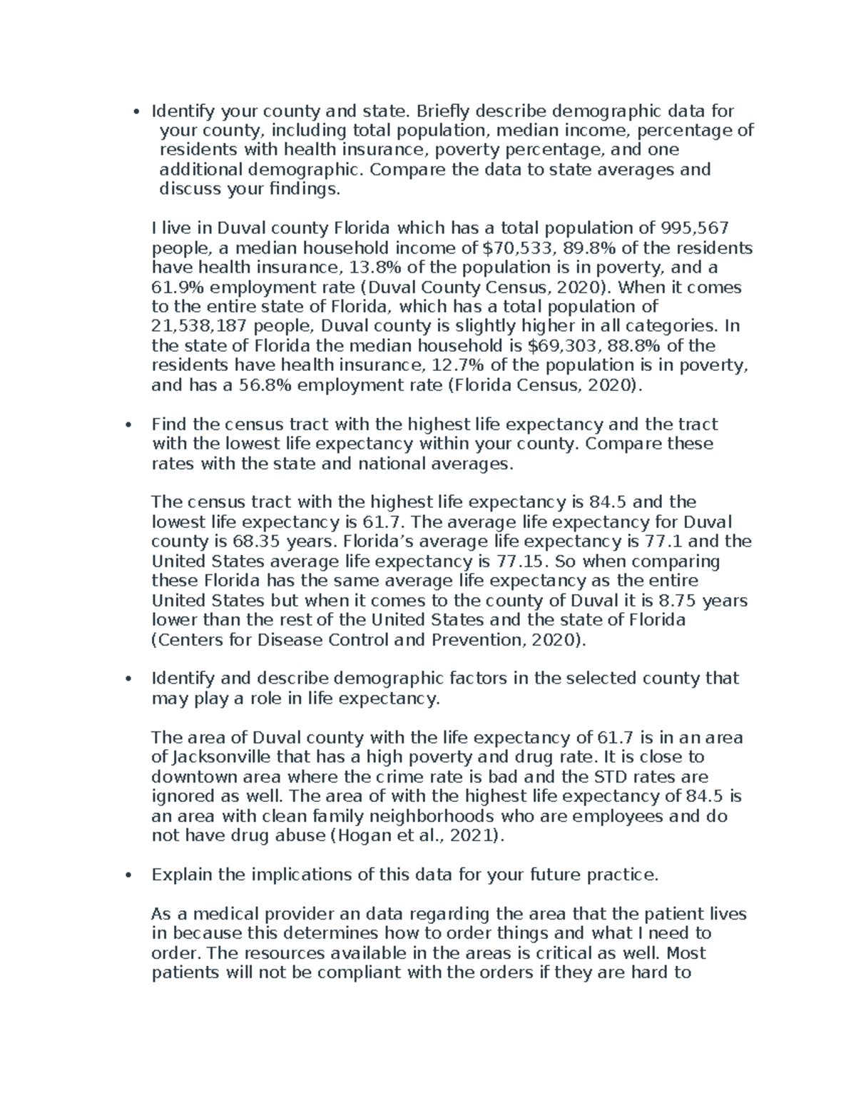 Week 1 discussion - Identify your county and state. Briefly describe ...