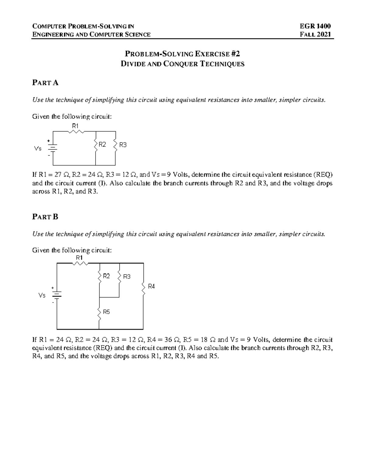 1400PS2F21 Exercise - Divide and Conquer - COMPUTER PROBLEM-SOLVING IN EGR 1400 ENGINEERING AND ...