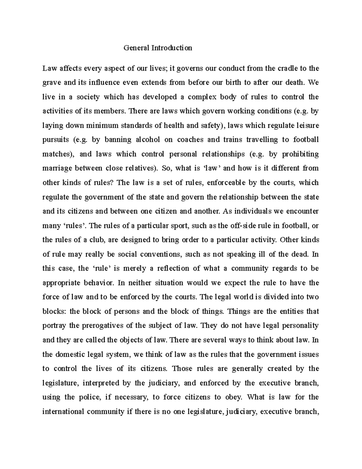 Introduction to Law - Mr kumchi - General Introduction Law affects ...
