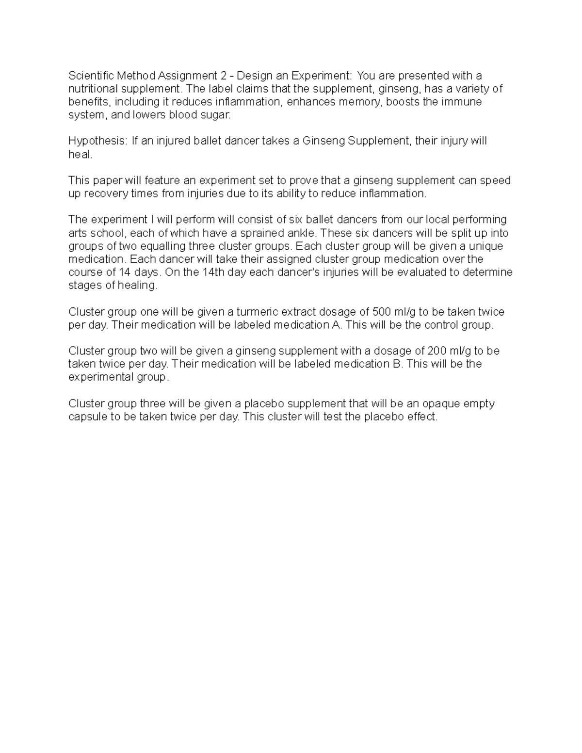 Scientific Method Assignment 2 - Design an Experiment - Scientific ...