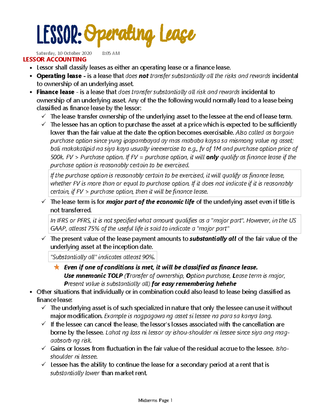 Operating Lease - Warning: TT: undefined function: 32 Warning: TT: undefined function: 32 Lessor ...