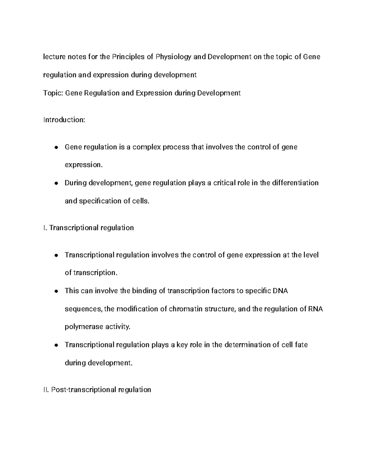 Lecture notes for the Principles of Physiology and Development on the ...