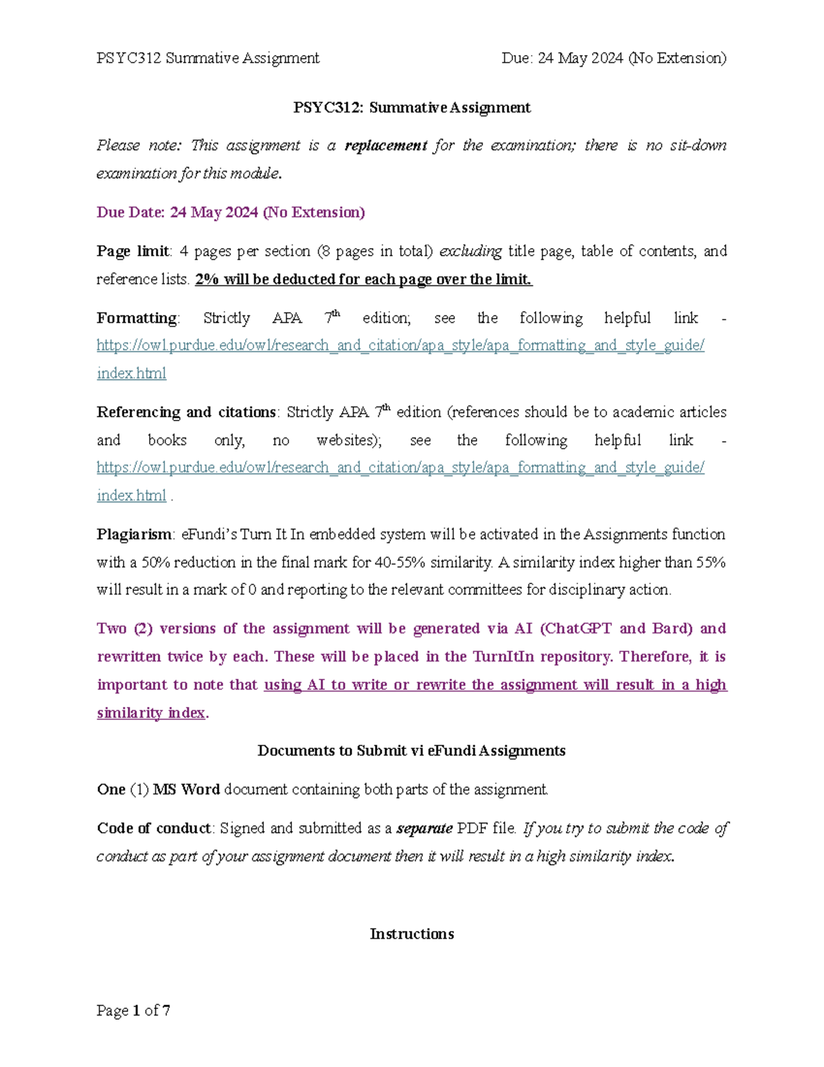 2024 Summative Assignment - PSYC312: Summative Assignment Please note: This assignment is a ...