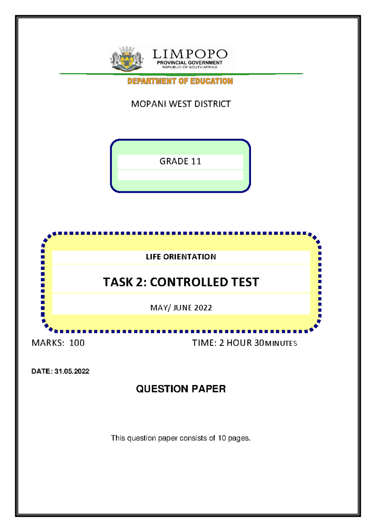 2022 Grade 11 LO Controlled TEST QP TERM2-1 - MOPANI WEST DISTRICT ...