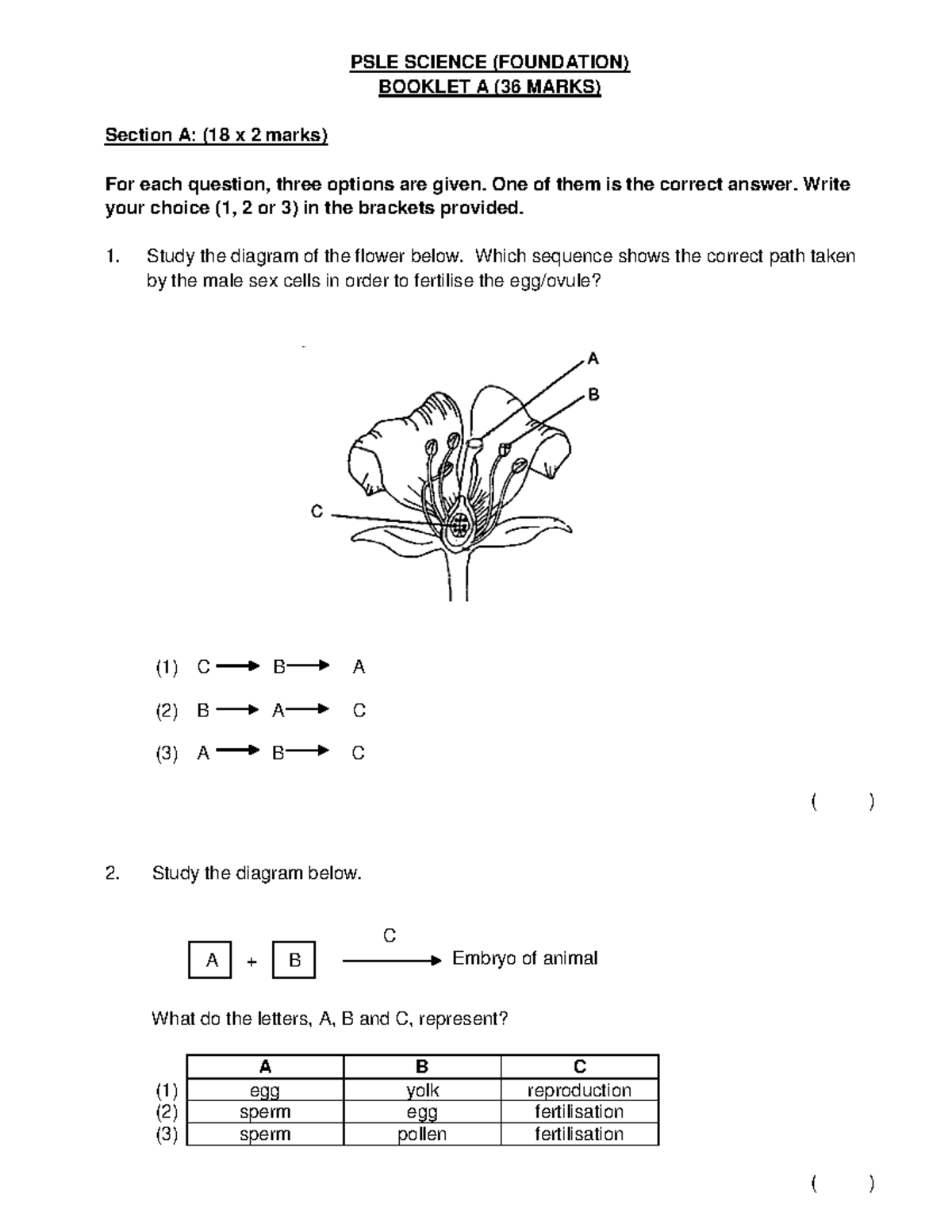 422240273 2018 PSLE Foundation Sci V3 - PSLE SCIENCE (FOUNDATION ...