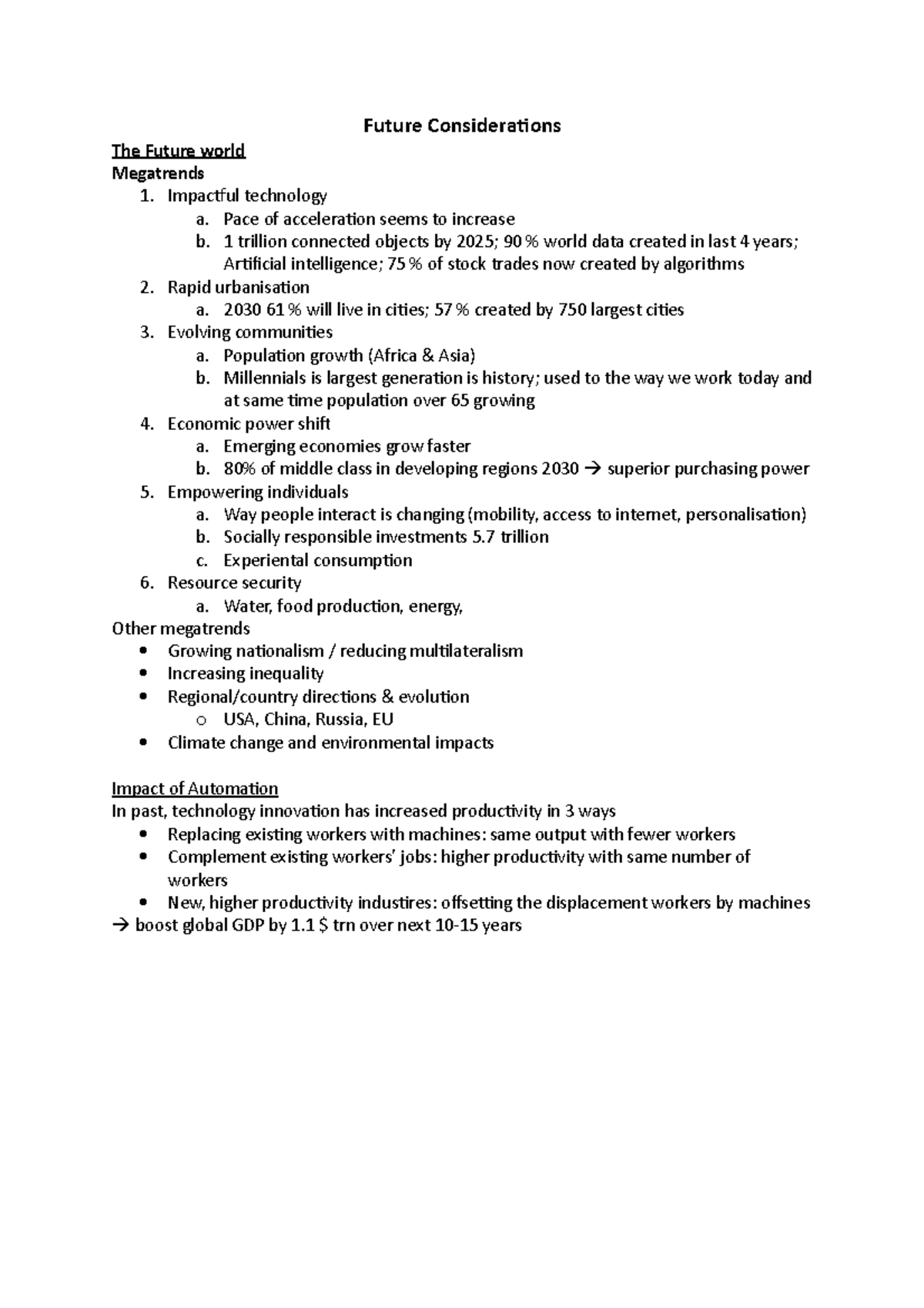 Future Outlooks - Lecture notes 10 - Future Considerations The Future ...