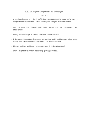 217038 Tut 01 - INTE PROG AND TECH - TCP 3151 Integrative Programming and Technologies Tutorial ...