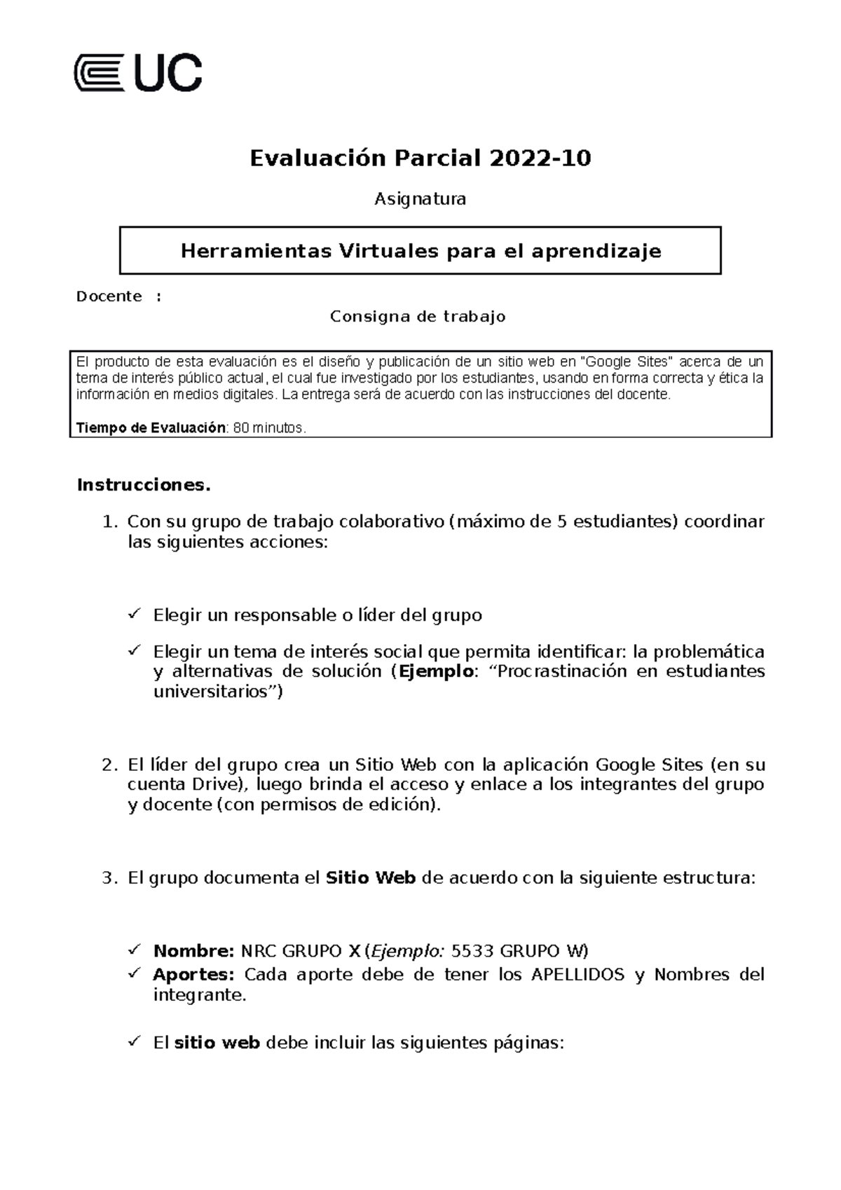 Consigna Evaluación Parcial - HVPA 2022-10 - Evaluación Parcial 2022- Asignatura Docente ...