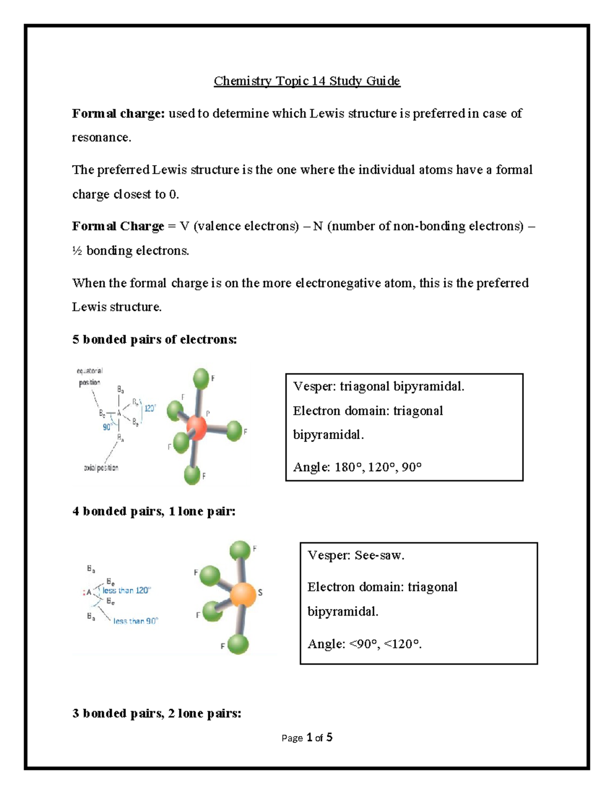 Chemistry Topic 14 Study Guide - Chemistry Topic 14 Study Guide Formal ...