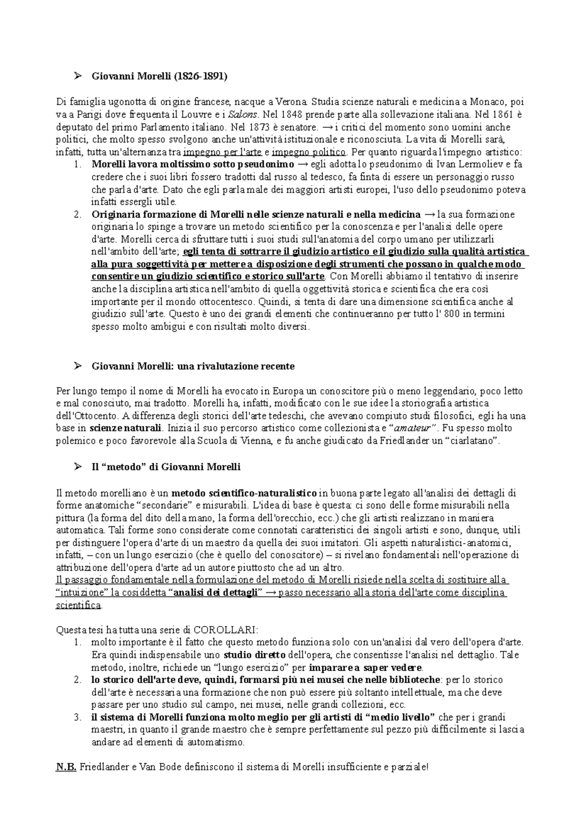 Giovanni morelli - Studia scienze naturali e medicina a Monaco, poi va ...