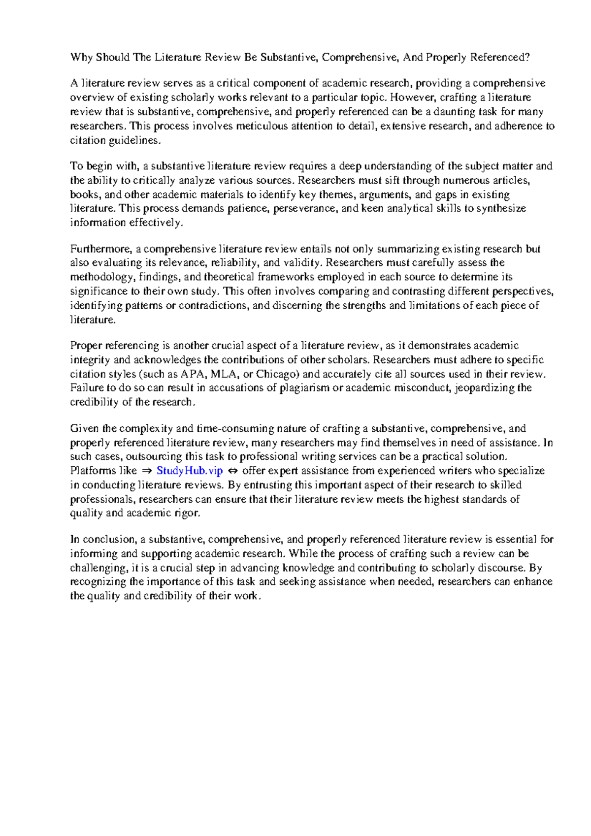 Why Should The Literature Review Be Substantive Comprehensive And ...