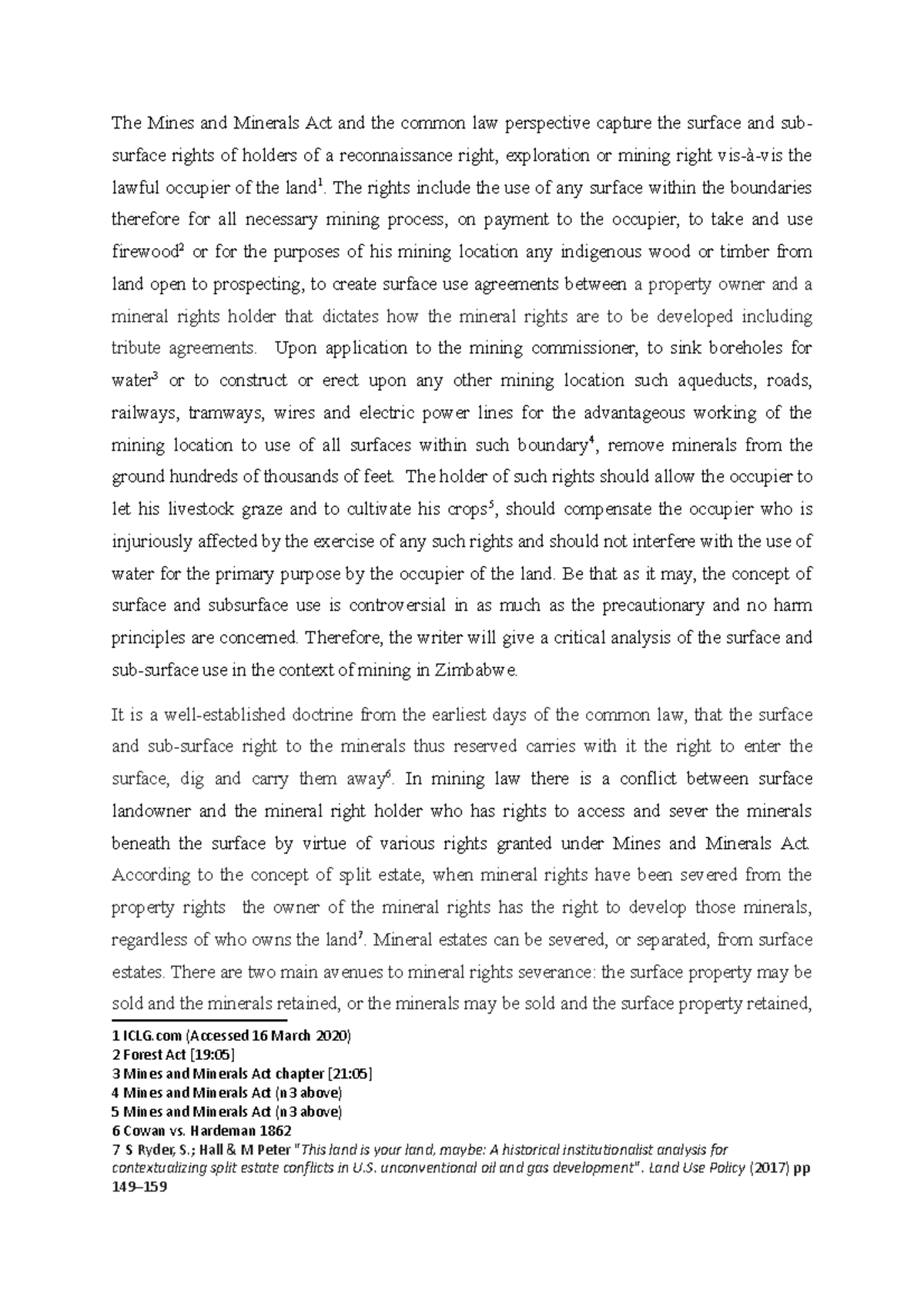 Maria Mining Assignment - The Mines and Minerals Act and the common law ...