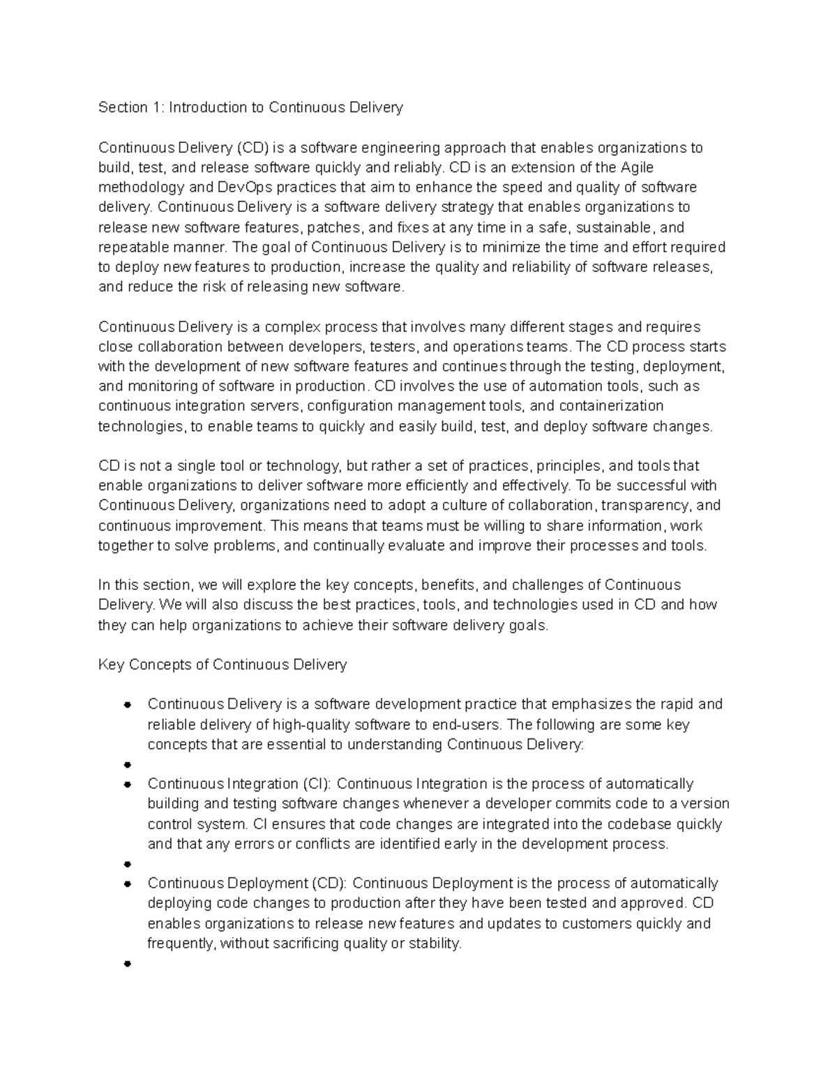 Development notes 6 delivery - Section 1: Introduction to Continuous ...