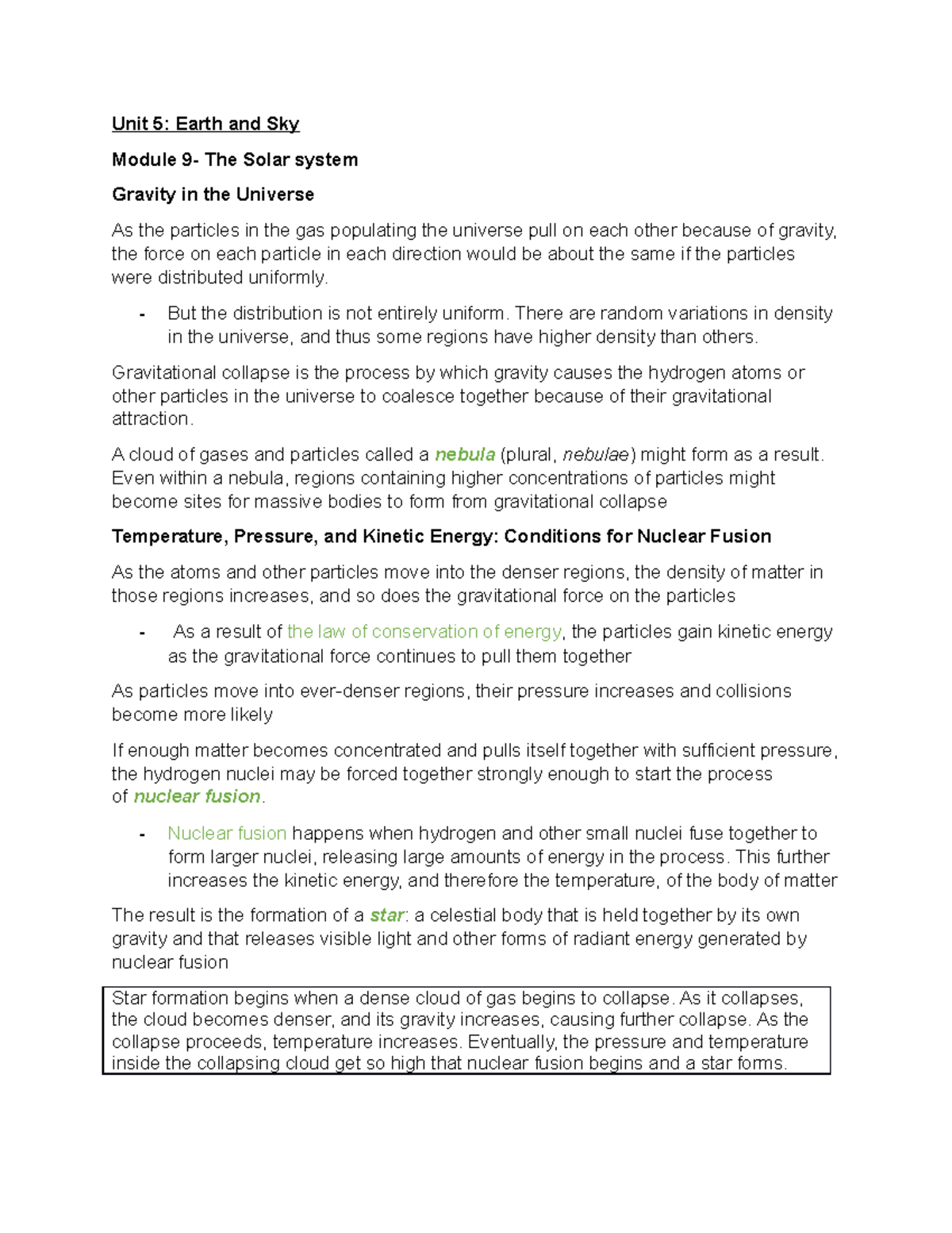Unit 5 Notes - Unit 5: Earth and Sky Module 9- The Solar system Gravity ...