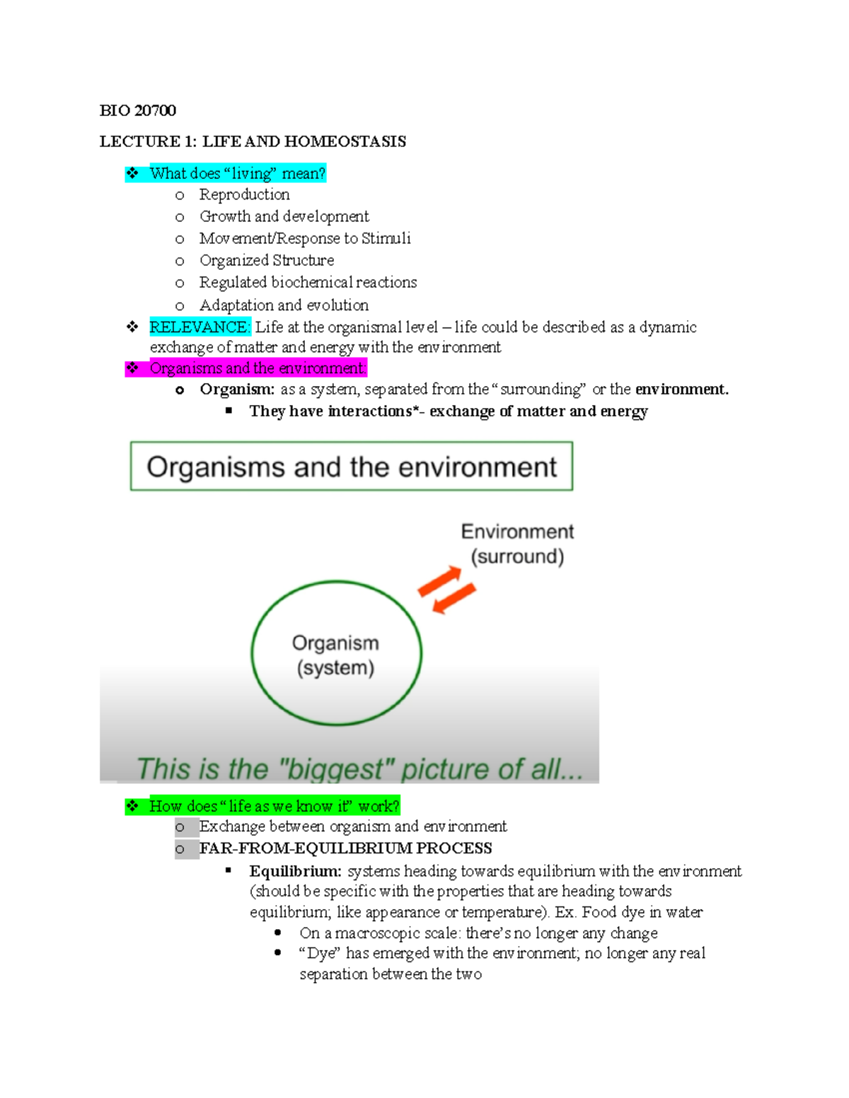 Bio 207 lecture 1 notes - Jay Edelman - BIO 20700 LECTURE 1: LIFE AND ...
