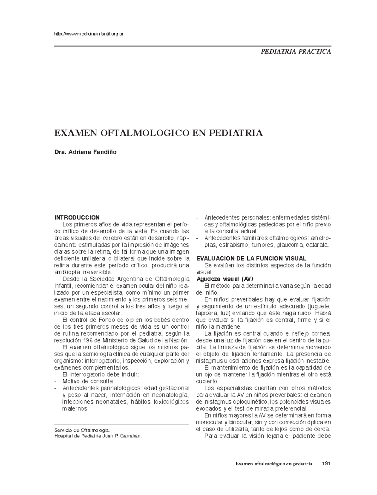Examen Oftalmologico EN Pediatria - Examen oftalmológico en pediatría ...