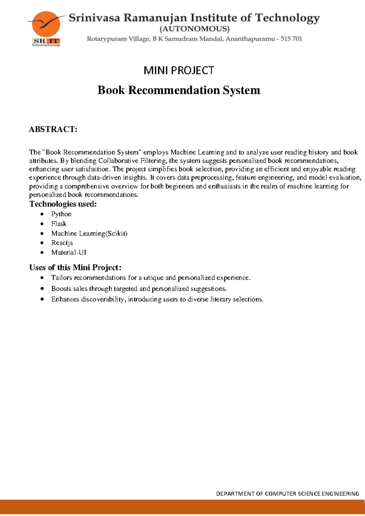 Bookrecommendationsystem - A10 - MINI PROJECT Book Recommendation ...