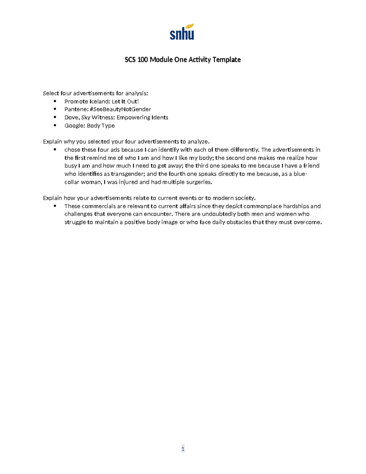 SCS 100 Module One24 - kjhkuhoiuh - SCS 100 Module One Activity ...