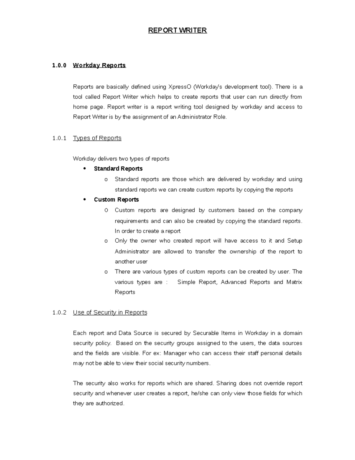 Workday Report Writer Fundamentals - REPORT WRITER 1.0 Workday Reports ...