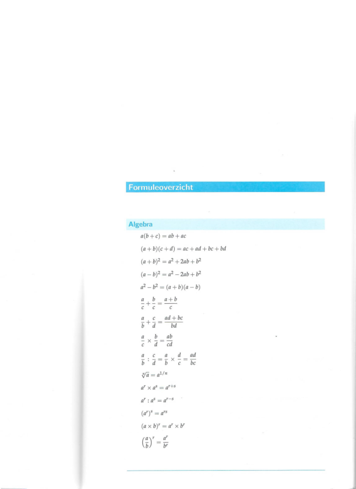 Formule-overzicht - wisb formules - Wiskunde B - Studeersnel