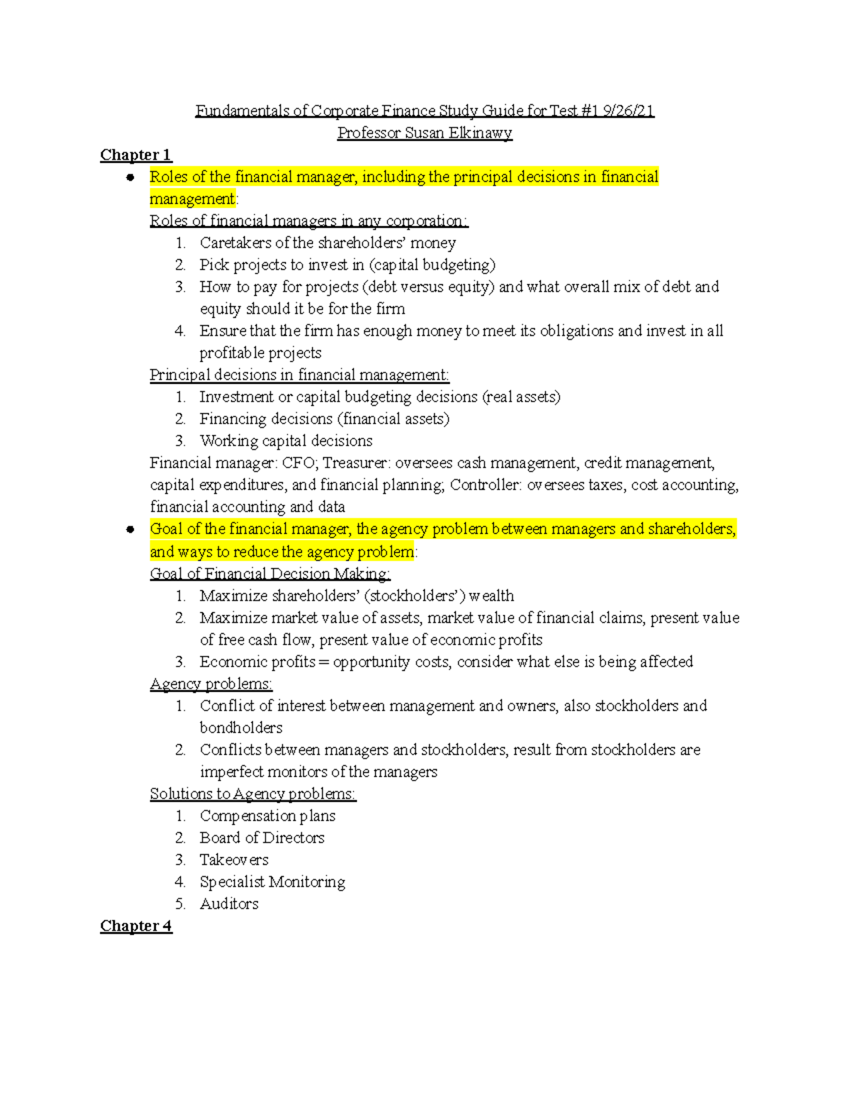 Fundamentals of Corporate Finance Study Guide 9/26/21 - compound ...