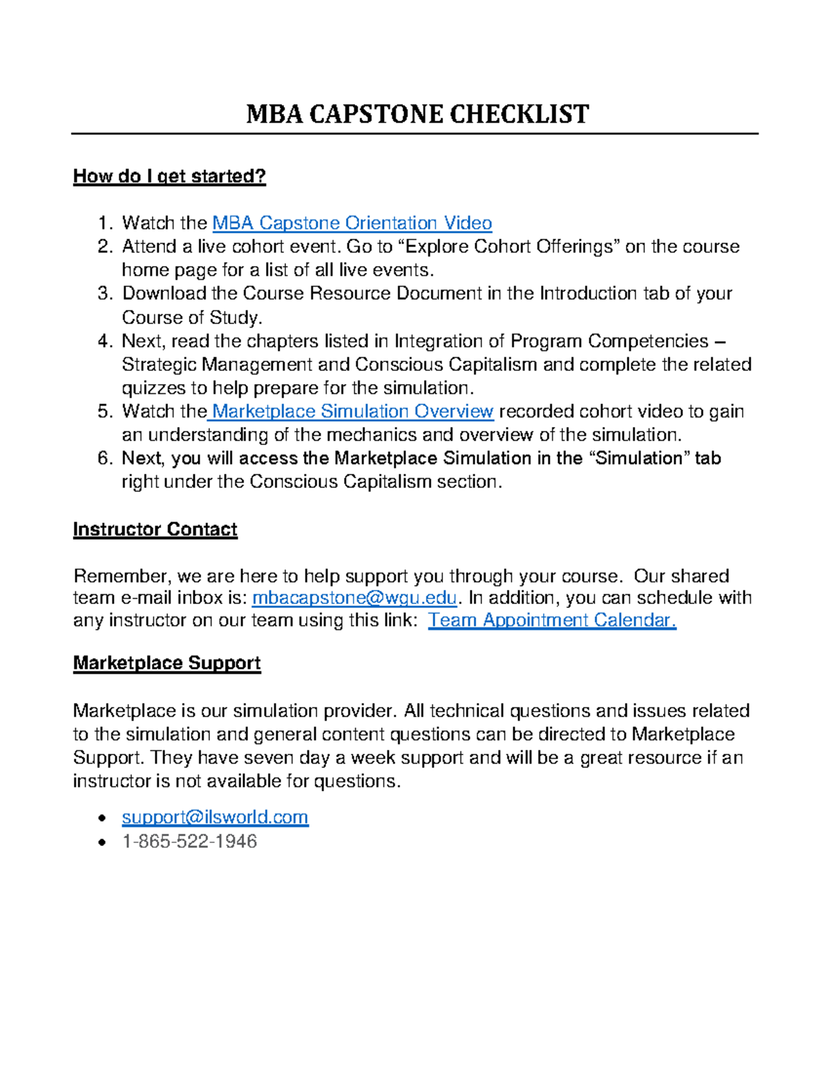 MBA Capstone Checklist v1 2-27-24 - MBA CAPSTONE CHECKLIST How do I get ...