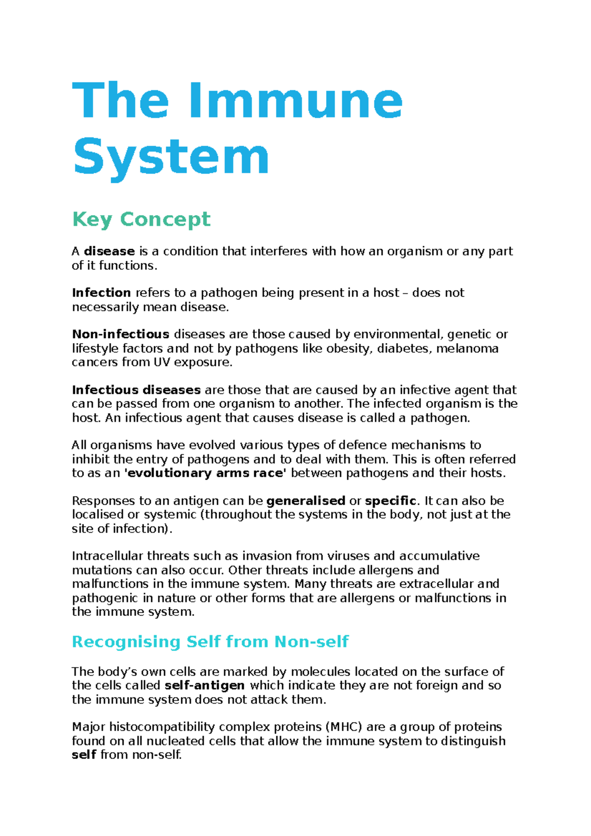 Biology-Uint-4-AOS1 - biology - The Immune System Key Concept ####### A ...