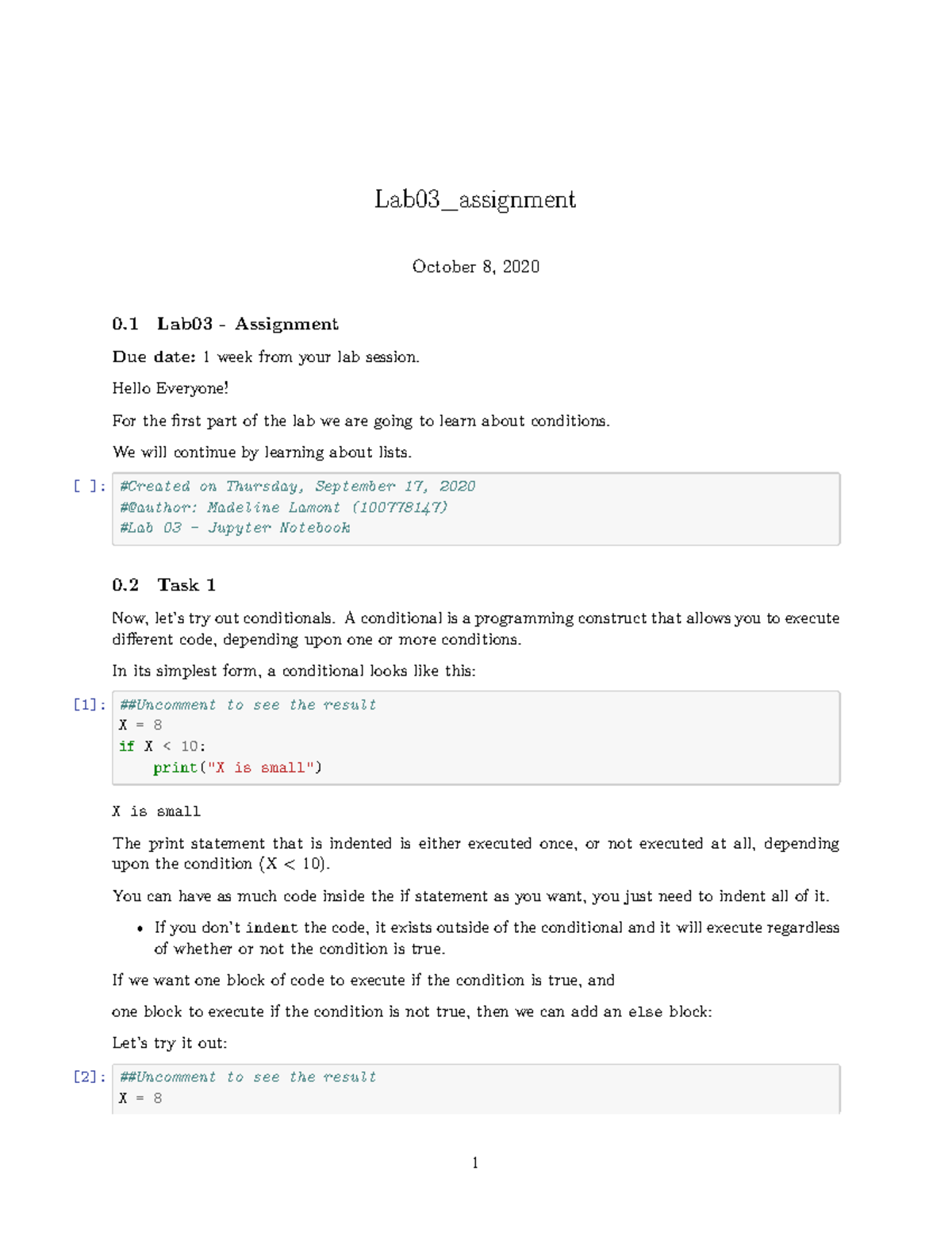 Lab03 assignment - prof: Mariana Shimabukuro - Lab03_assignment October 8, 2020 0 Lab03 ...