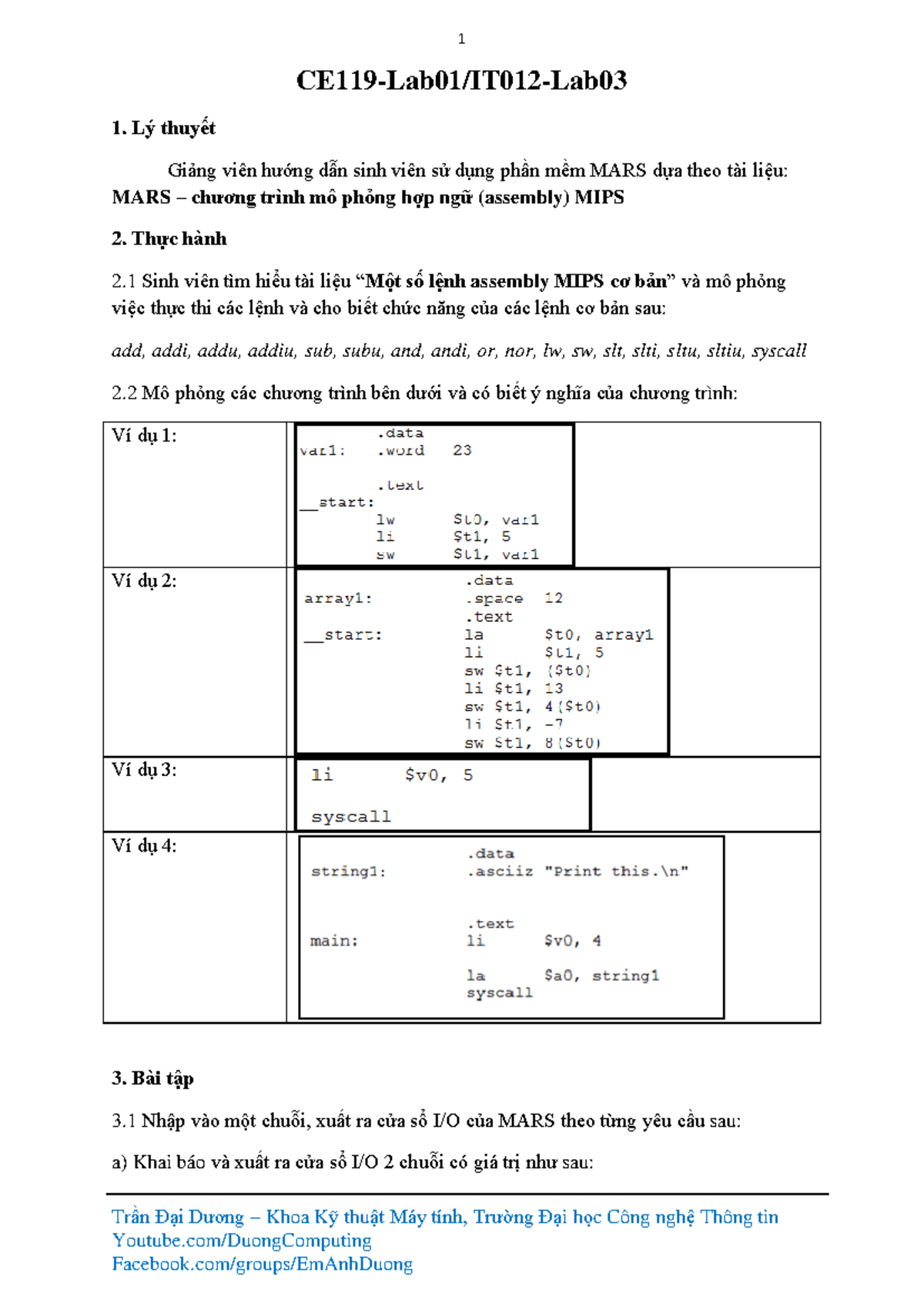 CE119-Lab01 - ádasdasdasd - 1 Trần Đại Dương – Khoa Kỹ thuật Máy tính, Trường Đại học Công nghệ ...