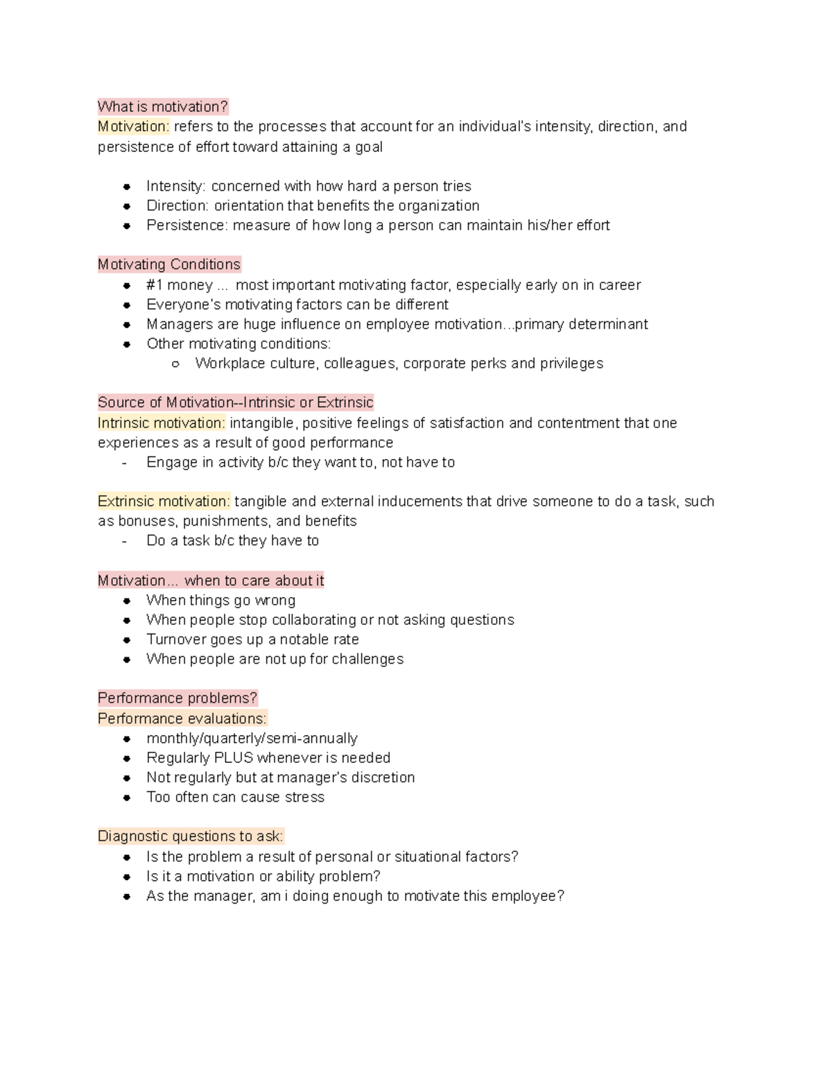Chapter 6 Notes and Concepts - What is motivation? Motivation: refers ...