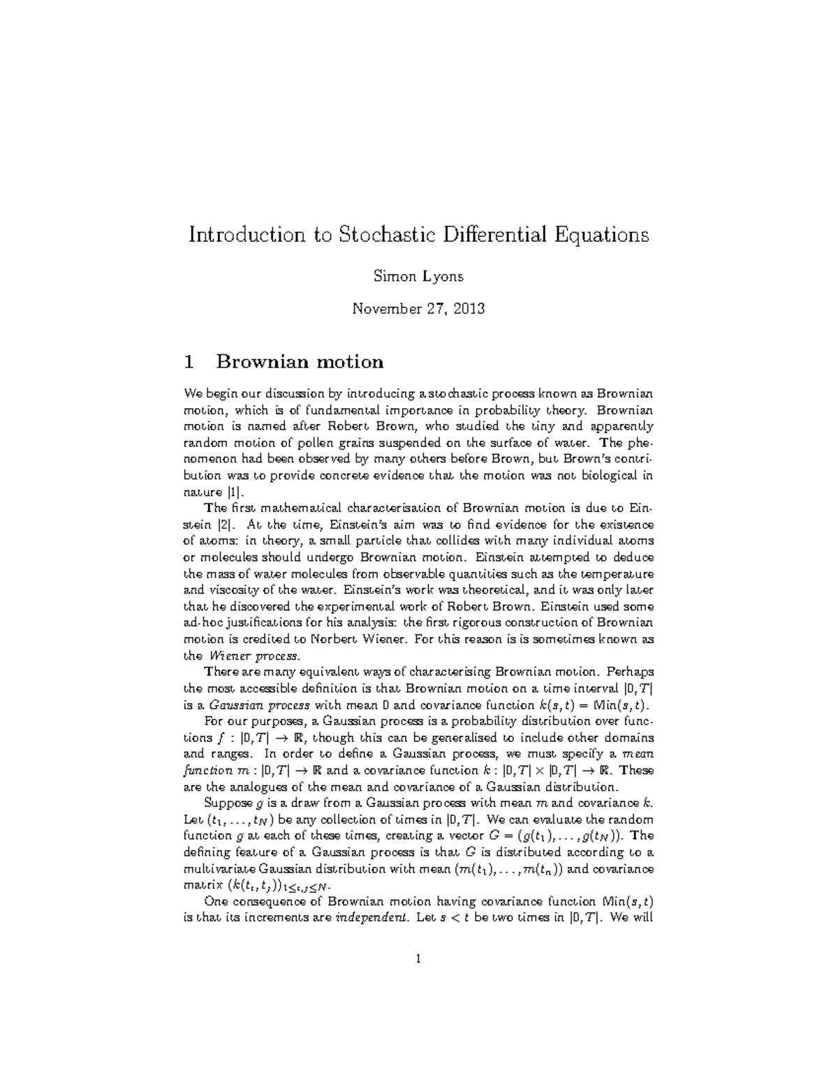 Introduction to Stochastic - Brownian motion is named after Robert ...