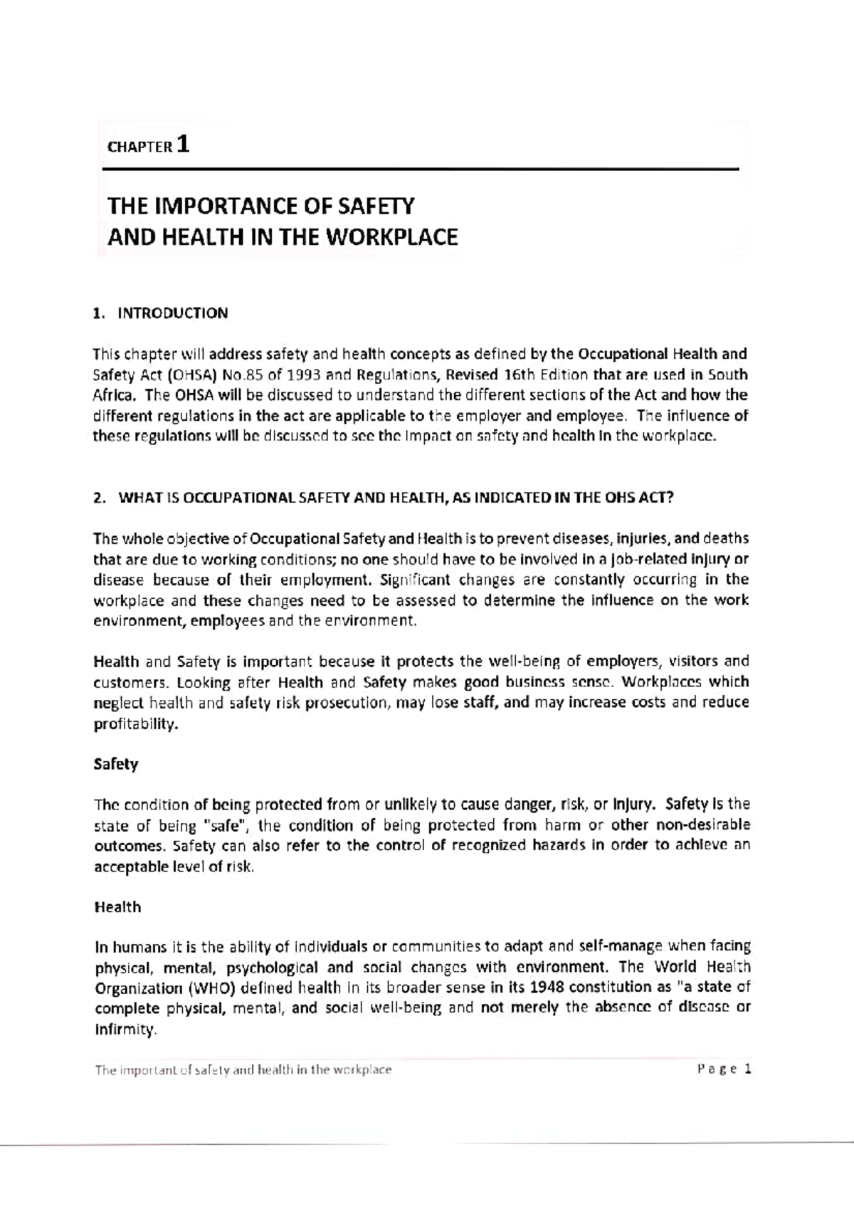 Safety Principles Law CH 1 - Studocu