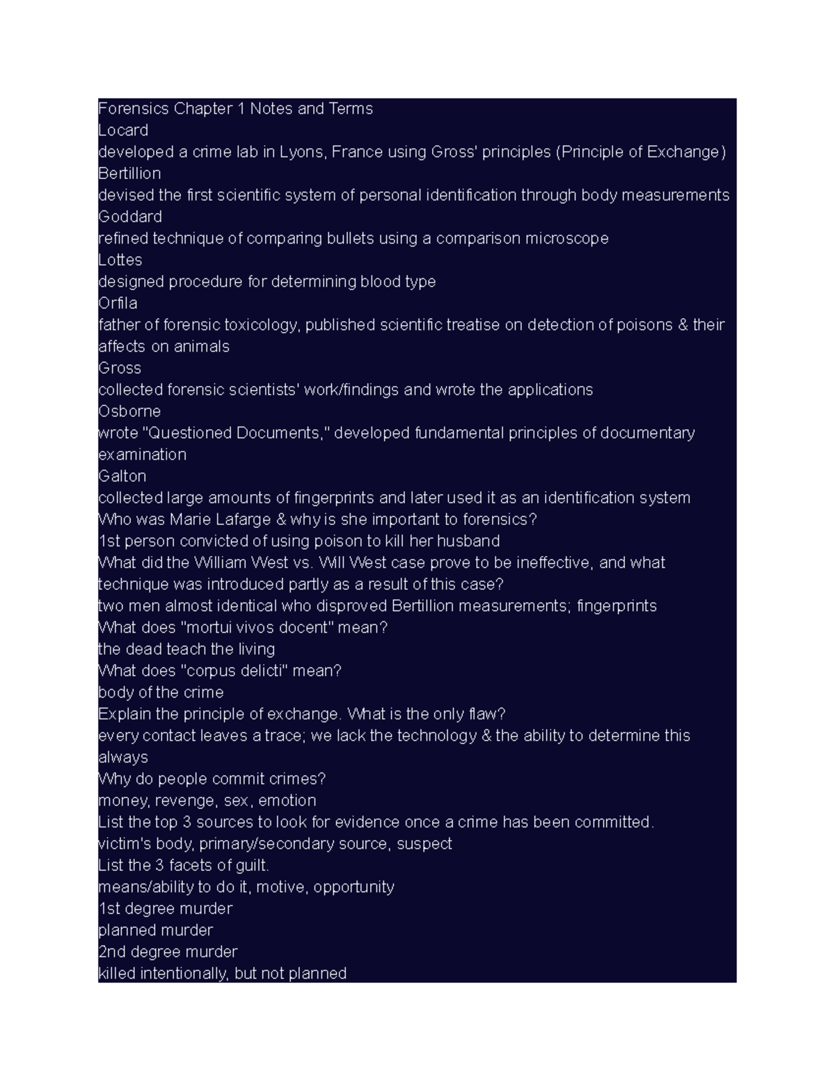 Forensics Chapter 1 Notes and Terms - Will West case prove to be ...