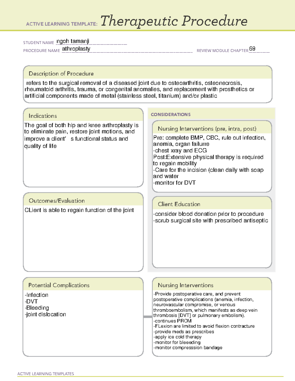 ALT athrrosplasty - ati - ADN 221 - ACTIVE LEARNING TEMPLATES ...