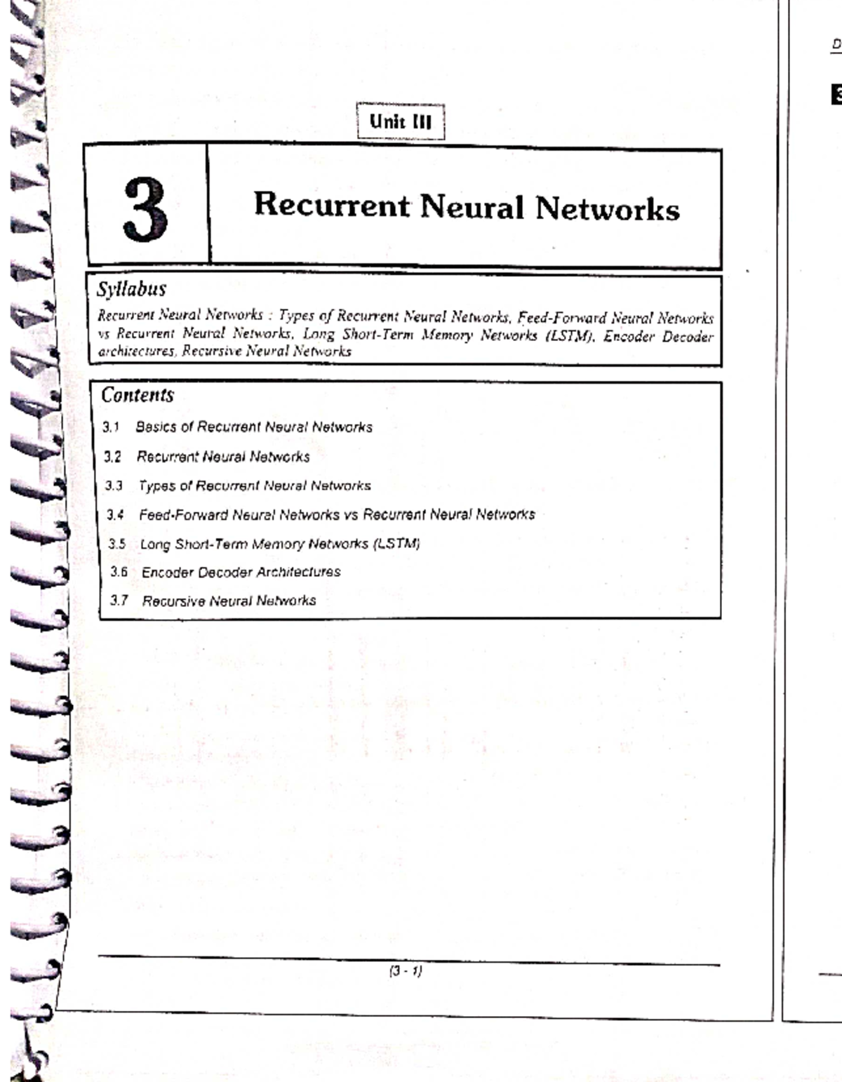 Technical DL U3-6 Split - D Unit 3 Recurrent Neural Networks Syllabus Recurrent Neural Networks ...