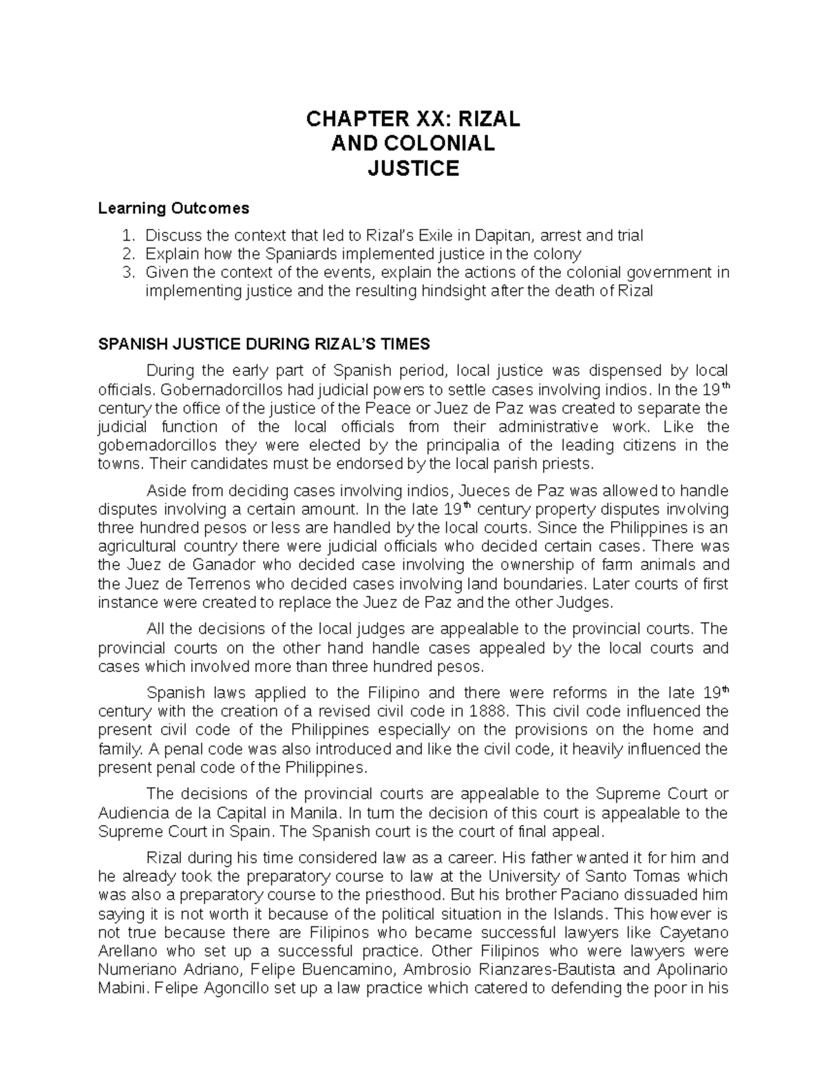 Chapter 20 Life and Works of Rizal - CHAPTER XX: RIZAL AND COLONIAL ...