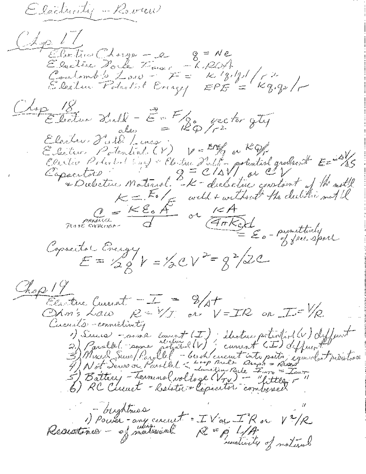 Electricity Review - PHYS105 - Studocu