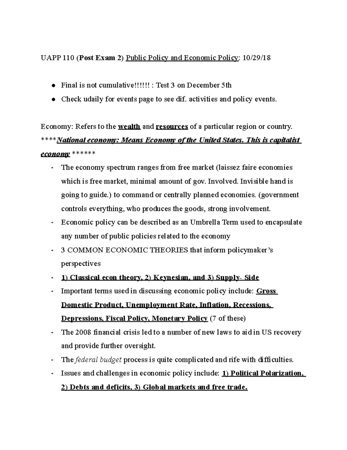 Public Policy and Economic Policy: Final Exam Study Guide - Studocu