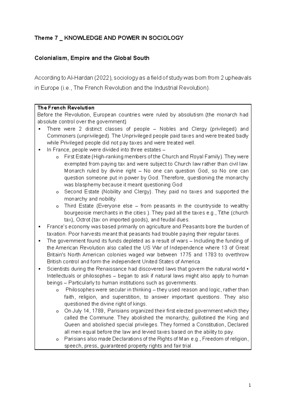 Theme 7 Knowledge AND Power IN Sociology - Theme 7 _ KNOWLEDGE AND ...