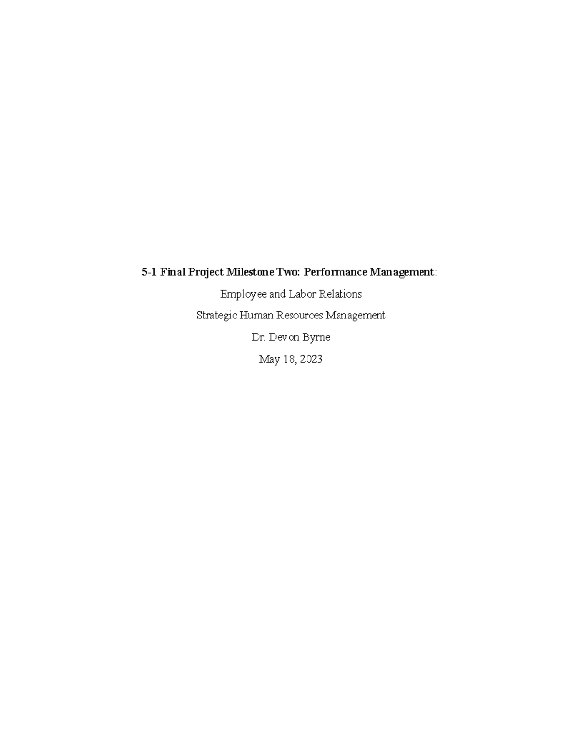 5-1 Final Project Milestone Two Performance Management Employee and ...