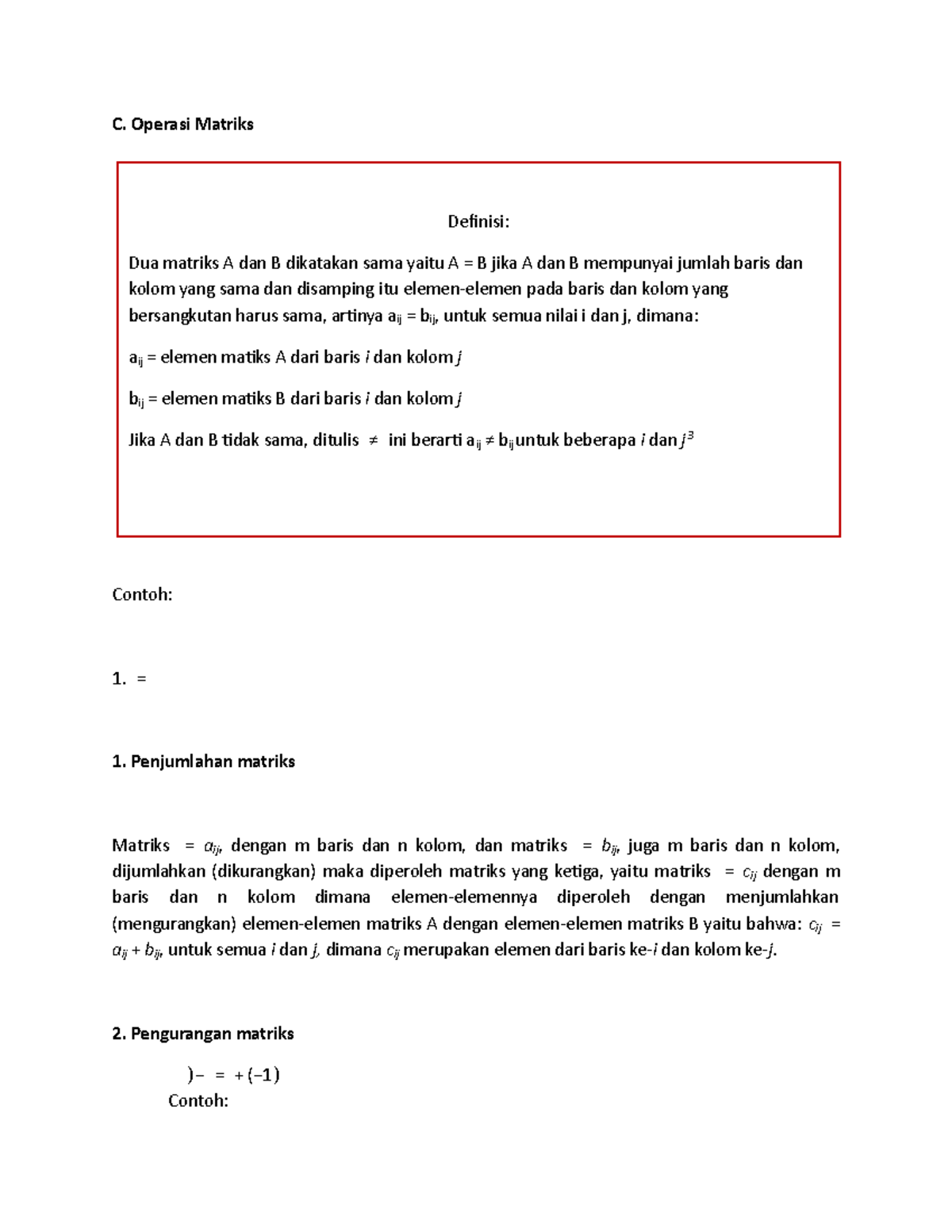 Prolin - Penerapan integral - C. Operasi Matriks Contoh: 1 ...