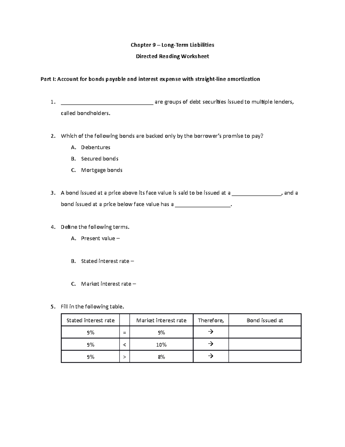 Ch 9 Directed Reading WS - Chapter 9 – Long-Term Liabilities Directed ...