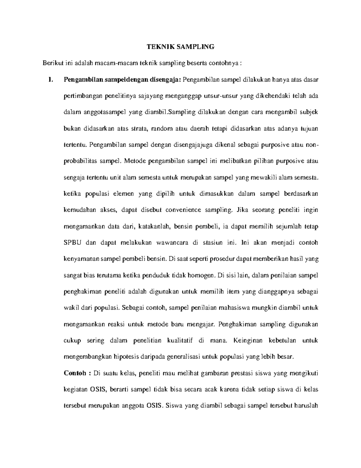 Macam Macam Tehnik Sampling PART 1 - TEKNIK SAMPLING Berikut ini adalah ...