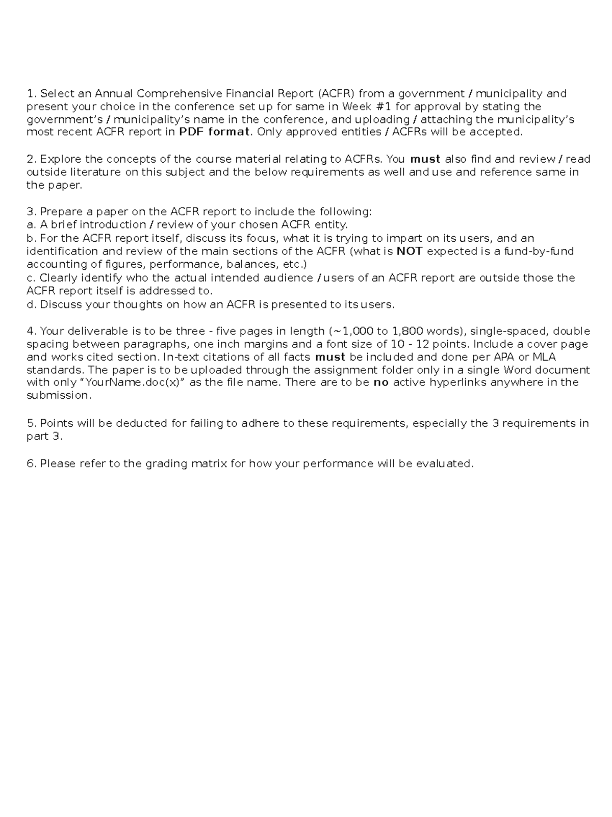 ACFR Instructions - please answer all the questions in the module below - Select an Annual - Studocu