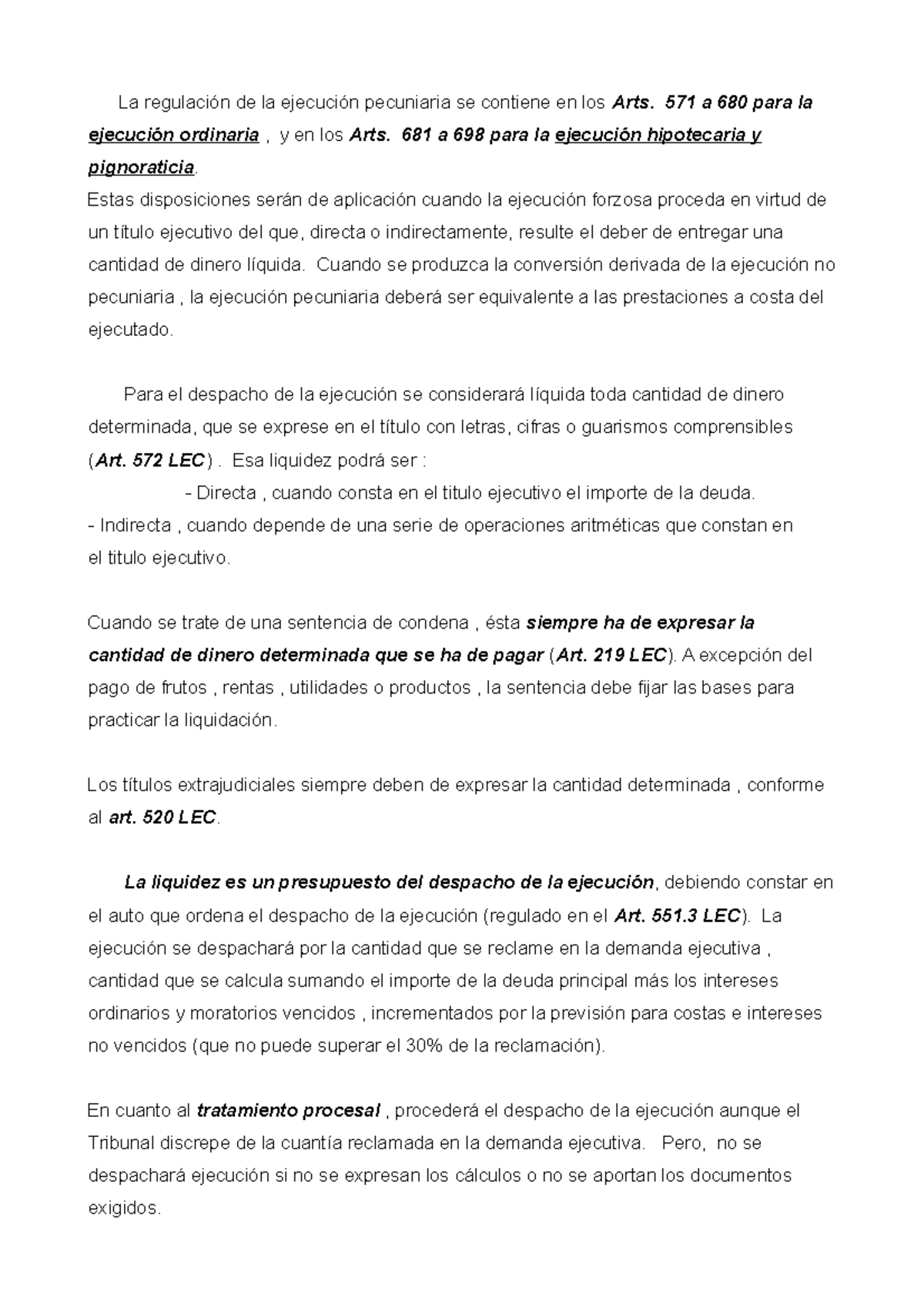 TEMA 11. LA Ejecucion Pecuniaria I - La de la pecuniaria se contiene en ...